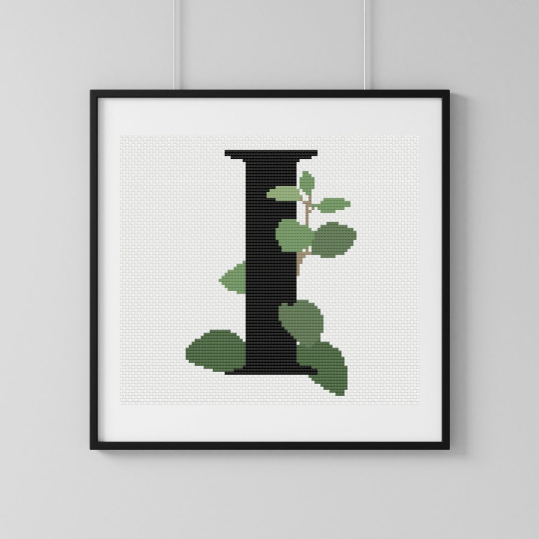 Botanical Letter I Cross Stitch Pattern PDF - Minimalist Floral ...