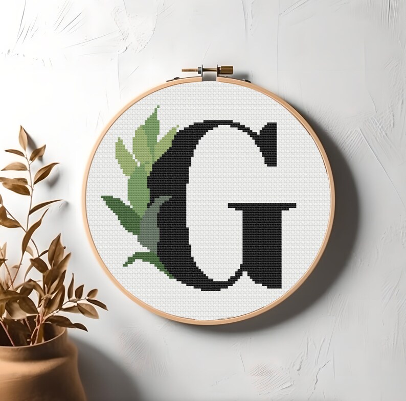 Botanical Letter G Cross Stitch Pattern PDF - Minimalist Floral ...