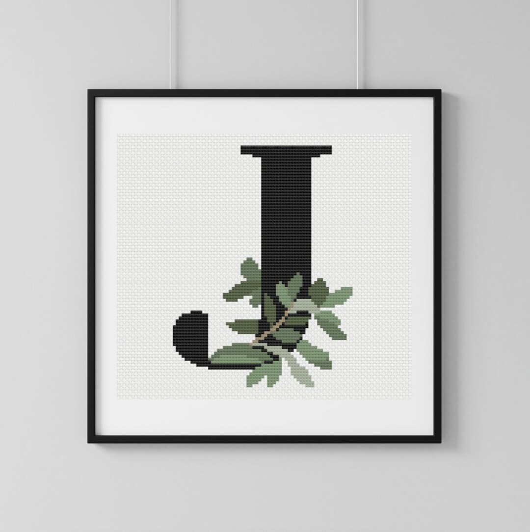 Botanical Letter J Cross Stitch Pattern PDF - Minimalist Floral ...