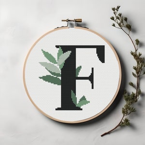 Botanical Letter F Cross Stitch Pattern PDF - Minimalist Floral ...