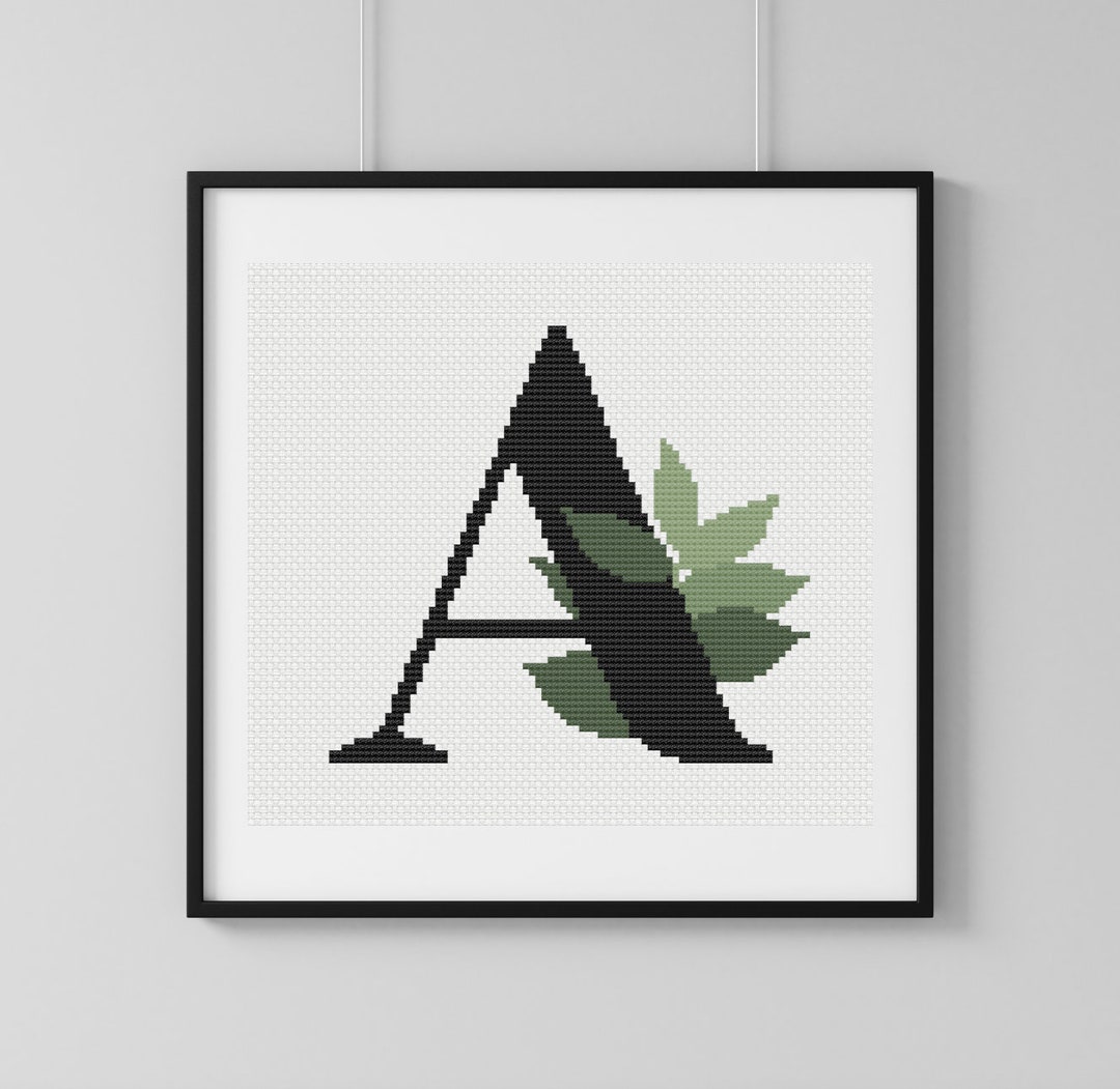 Botanical Letter A Cross Stitch Pattern PDF - Minimalist Floral ...