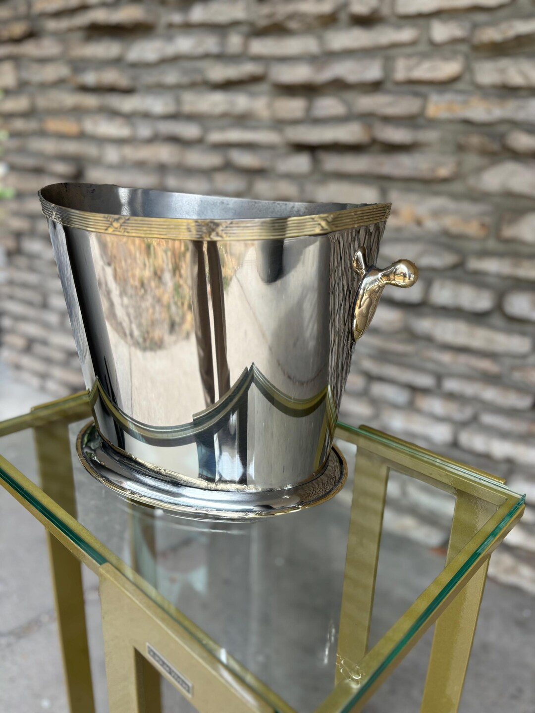 Wine or Champagne Cooler Barge Model for 2 Bottles Silver Plated Metal ...