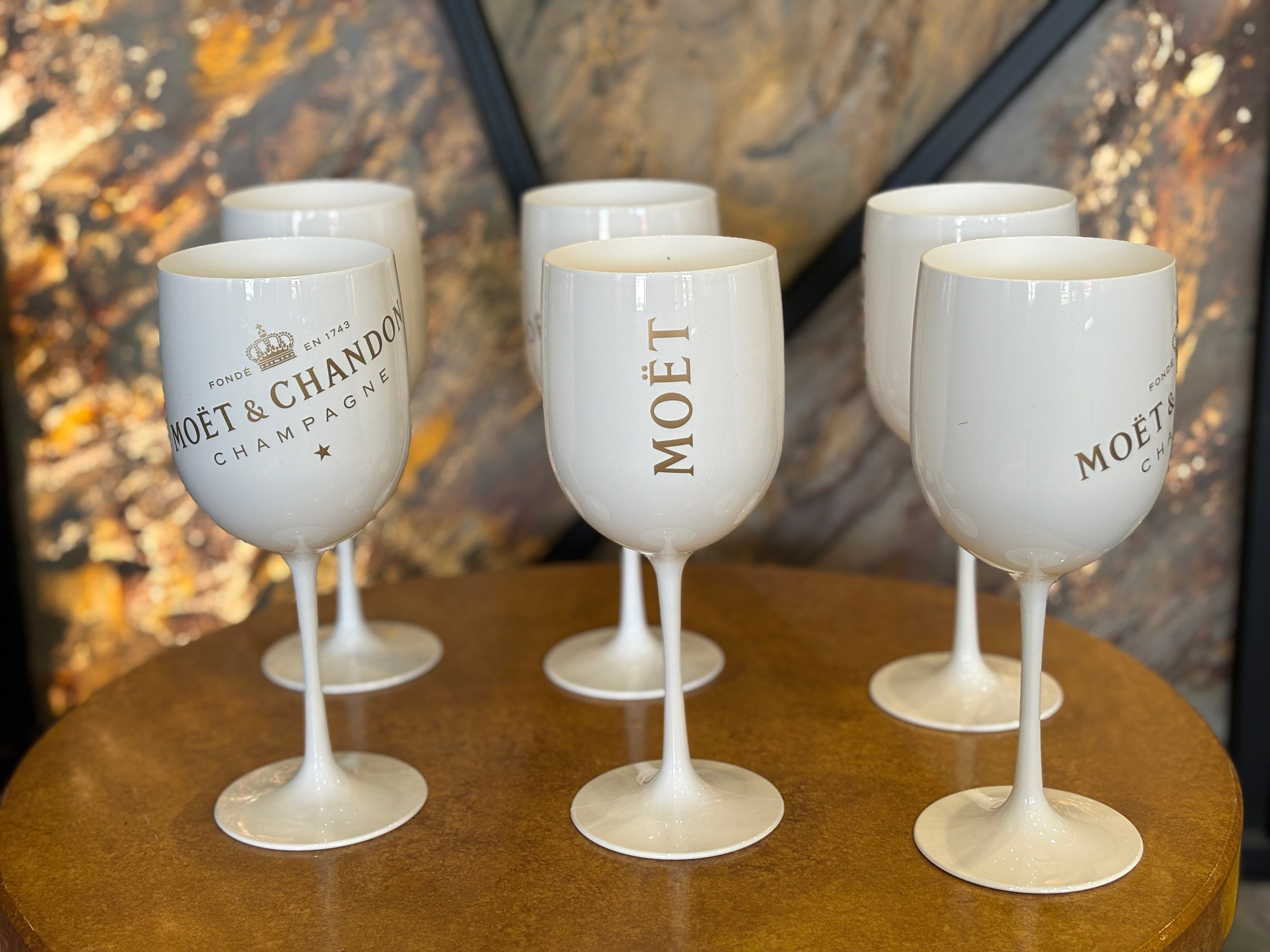 Original Moet Chandon Ice Imperial Goblet Set 6 MC White Acrilyc Glass ...