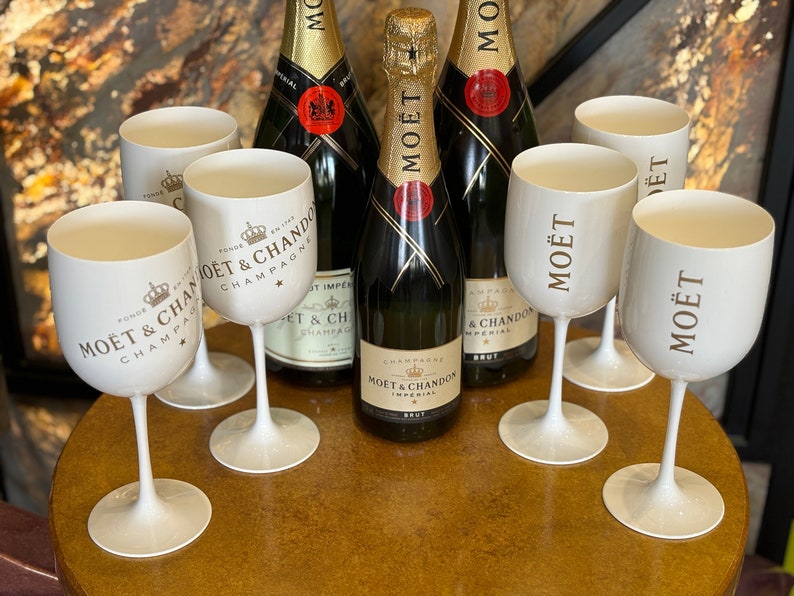 Original Moet Chandon Ice Imperial Goblet Set 6 MC White Acrilyc Glass ...