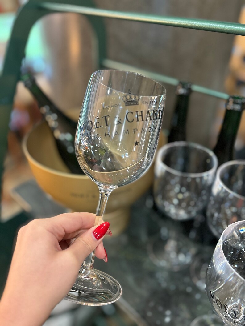 7 Moët & Chandon Champagne Equipment Gold Champagne Cooler With 6 MOËT ...