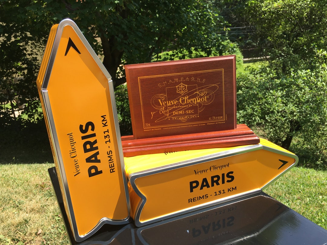 2 PARIS Veuve Clicquot Orange Metal Arrow Box for Champagne Bottle ...