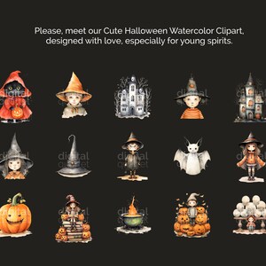 Cute Halloween Watercolor Clipart Bundle 30 PNG Transparent - Etsy