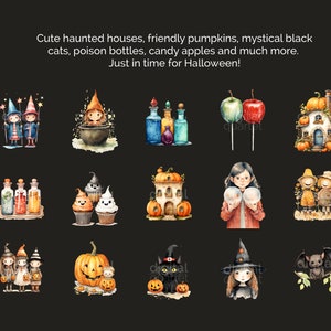 Cute Halloween Watercolor Clipart Bundle 30 PNG Transparent - Etsy