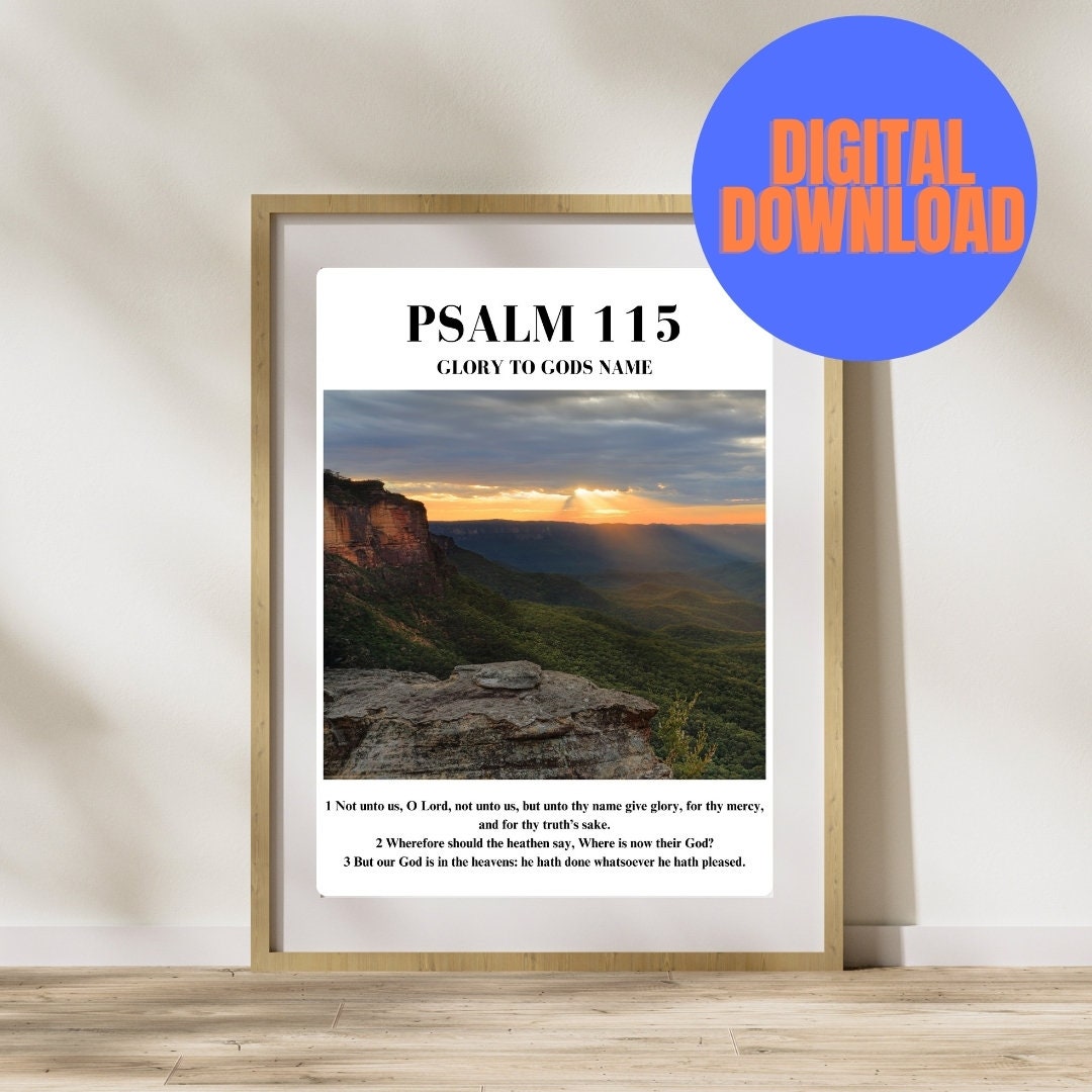Bible Verse, PSALM 115 Scripture glory to God's Name, Vintage Wall Art ...