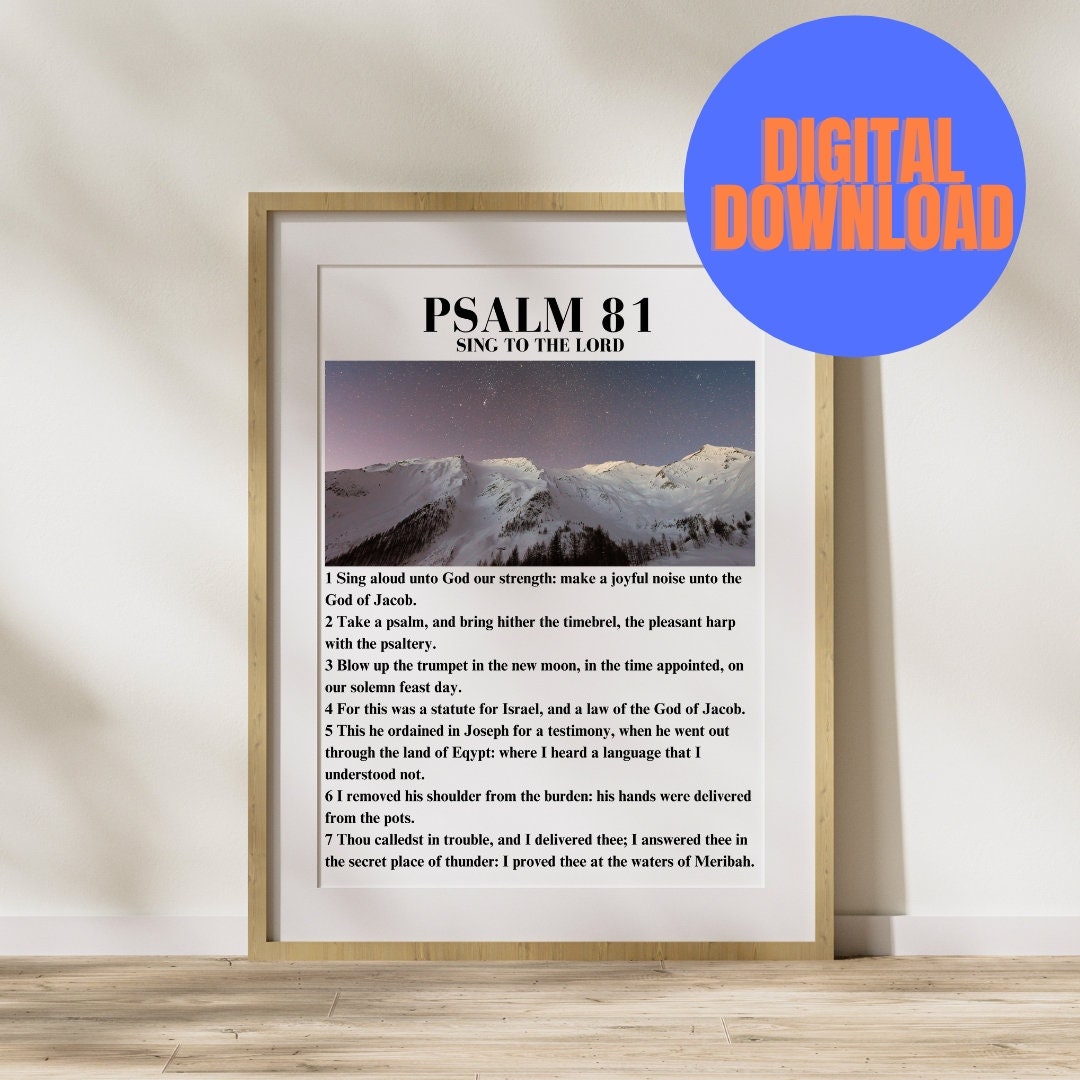 Bible Verse, PSALM 81 Scripture sing to the Lord, Vintage Wall Art ...