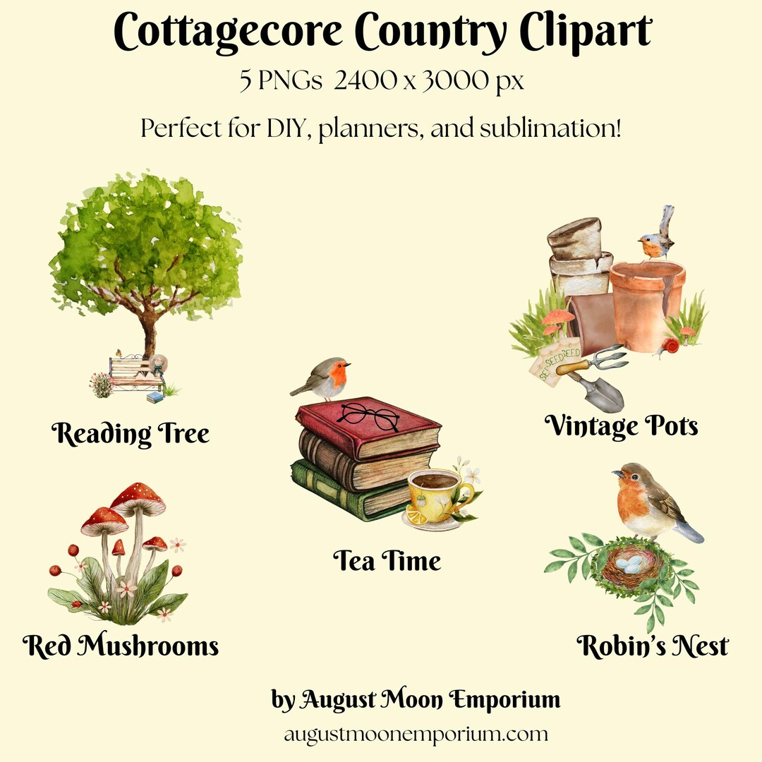 Cottagecore Country Clipart,country Garden Png,whimsical Nature ...