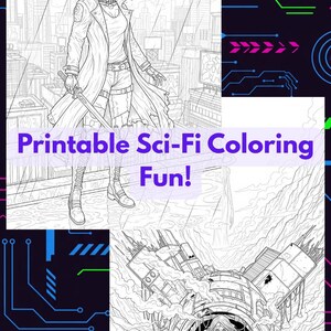 Sci-fi Adult Coloring Pages – Printable Robots, Mechs, Aliens ...