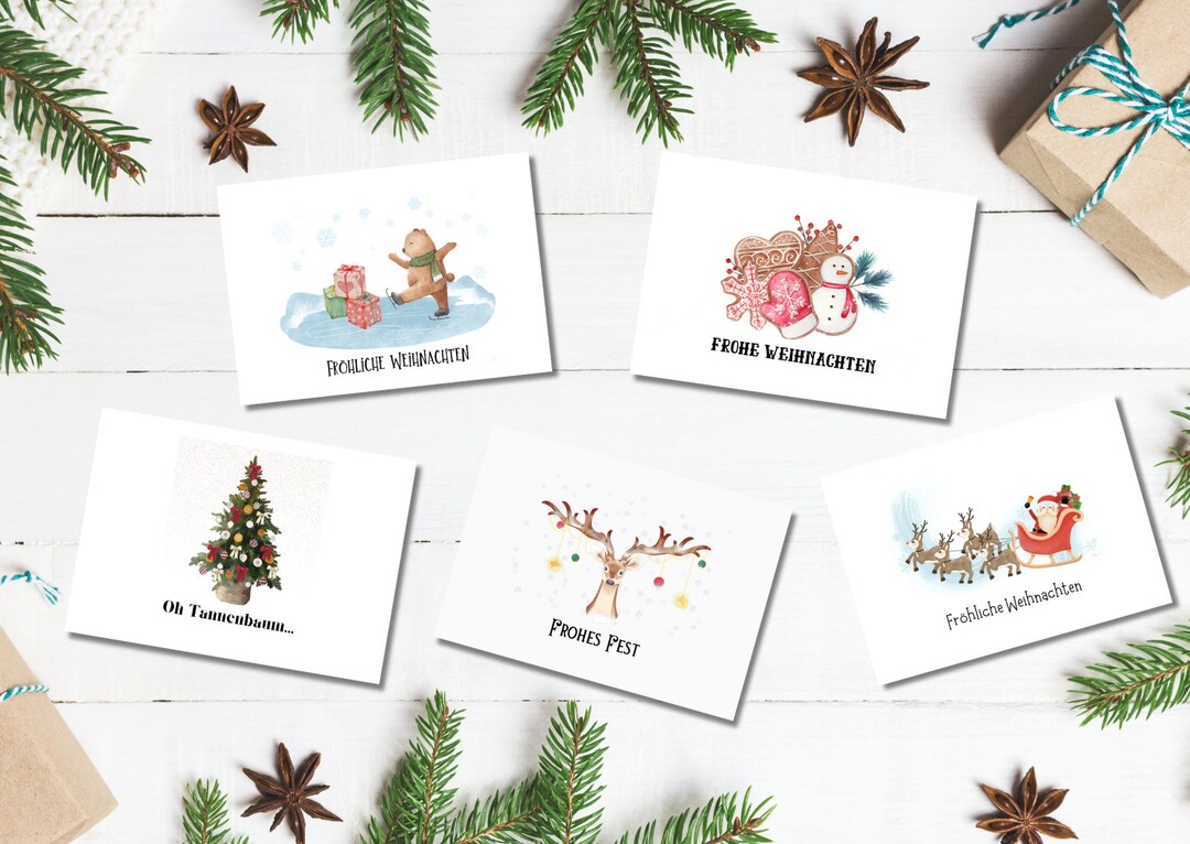 Christmas Card Set 5 Cards, Christmas Cards, Christmas, Advent, Card ...