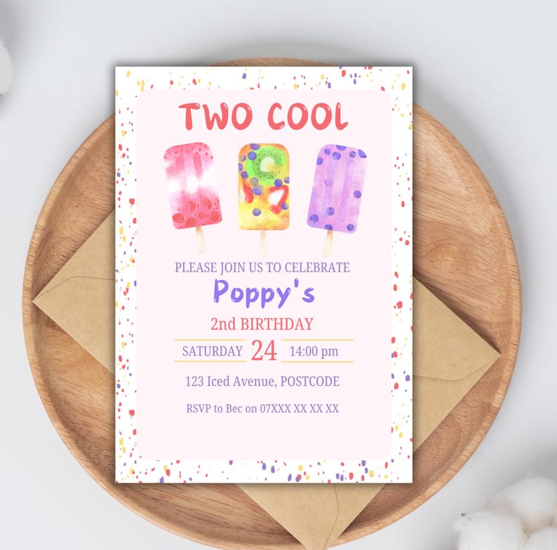 Editable Two Cool Invitation Template | Children's 2nd Birthday Party ...