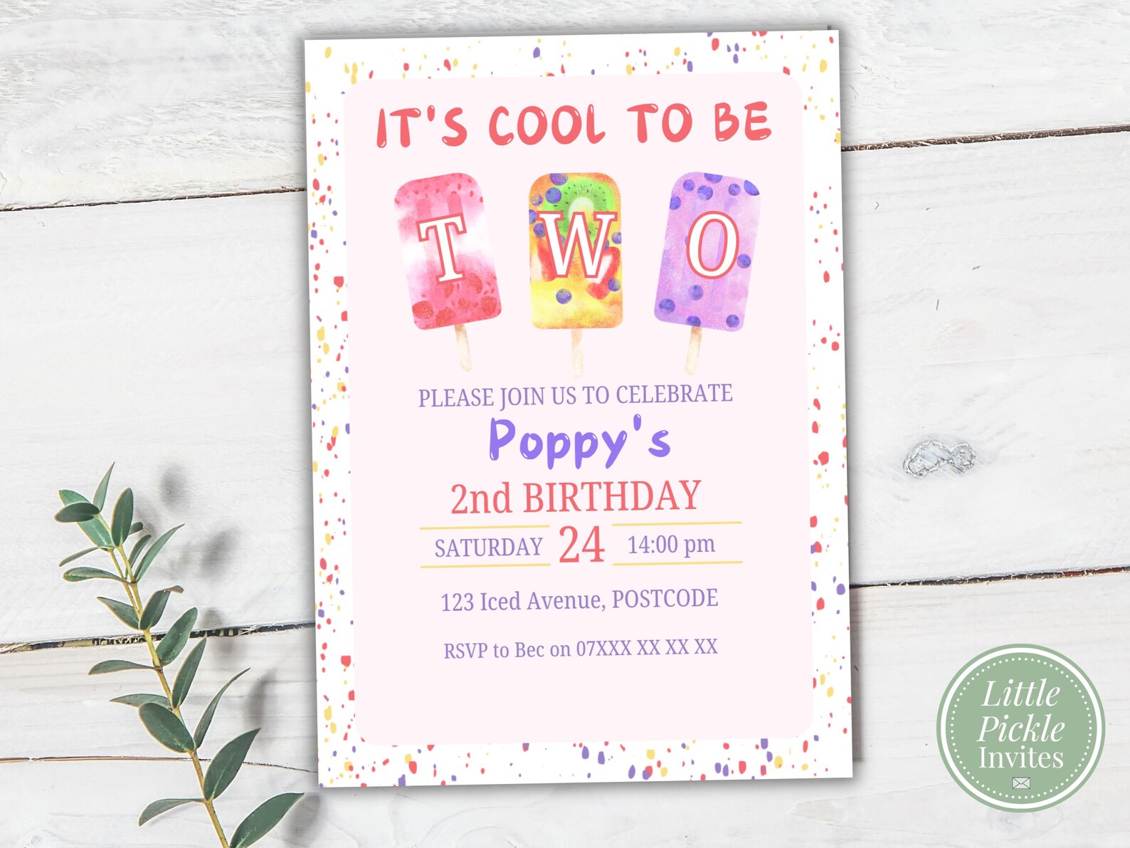 Editable Two Cool Invitation Template | Children's 2nd Birthday Party ...