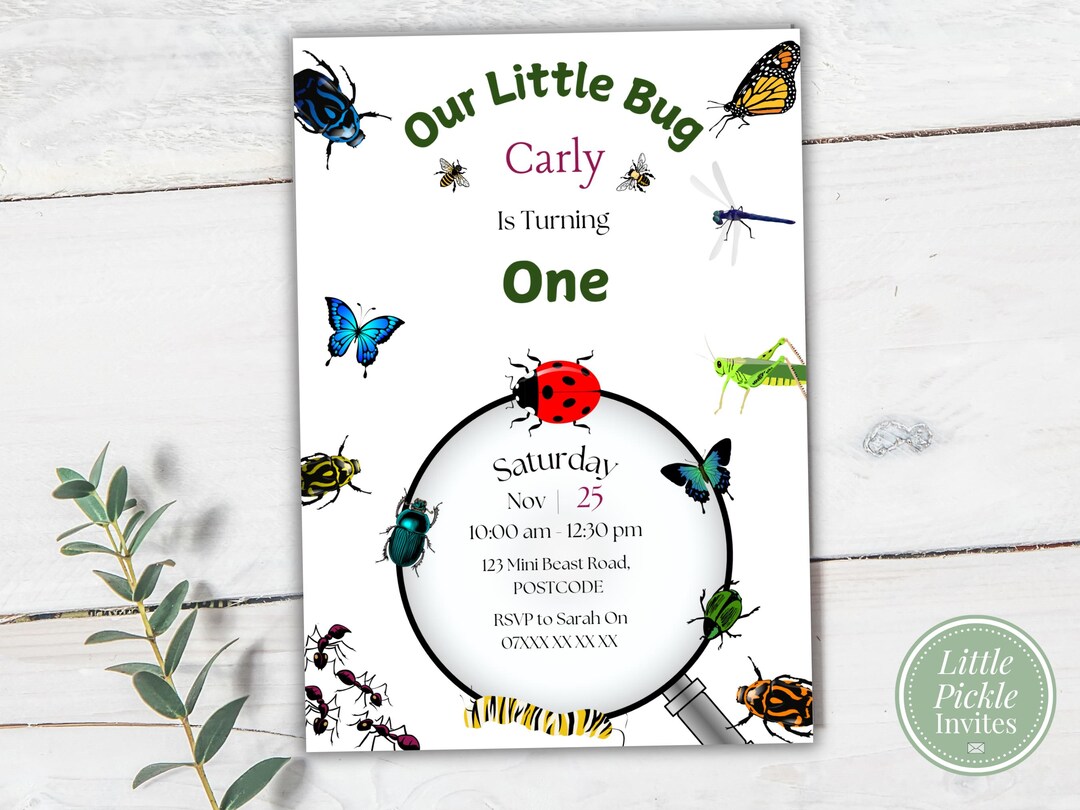 Little Bug 1st Birthday Invitation: Garden Insects (instant Download ...