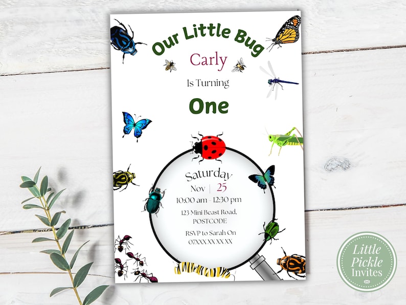 Little Bug 1st Birthday Invitation: Garden Insects (instant Download ...