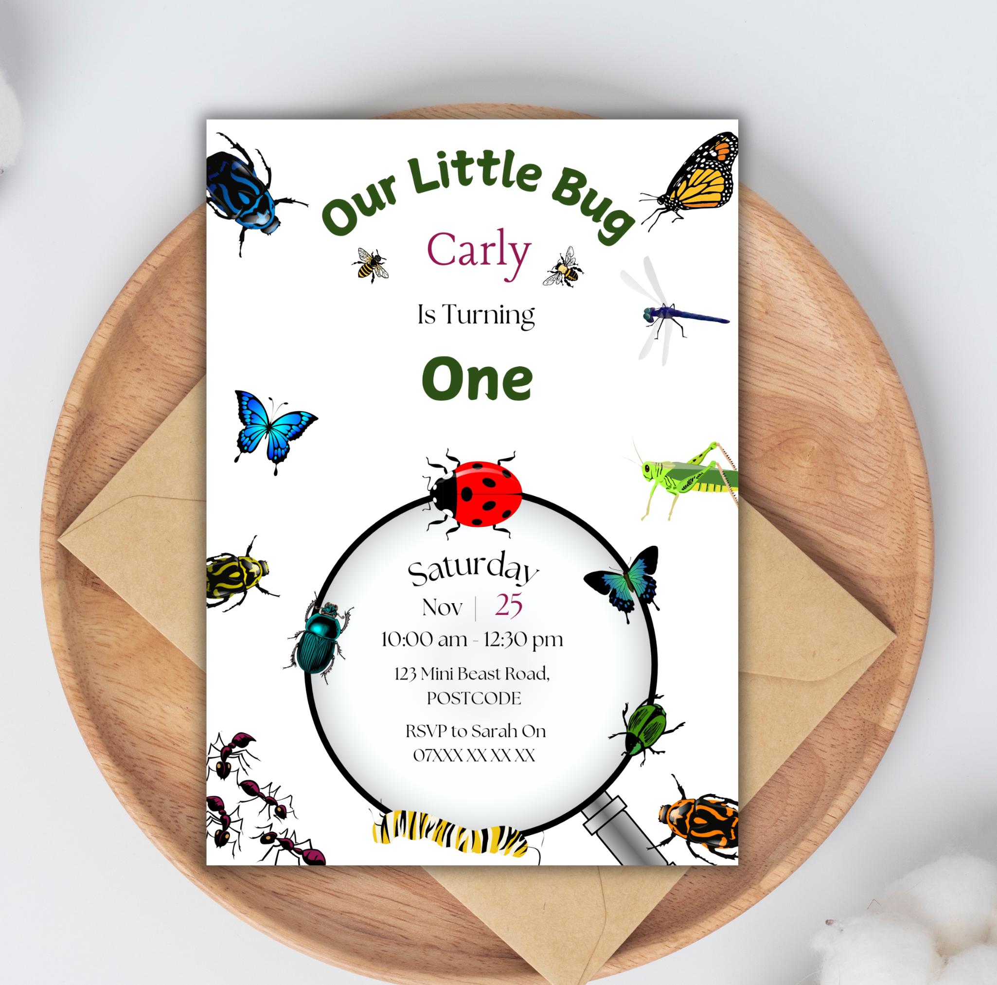 Little Bug 1st Birthday Invitation: Garden Insects (instant Download ...