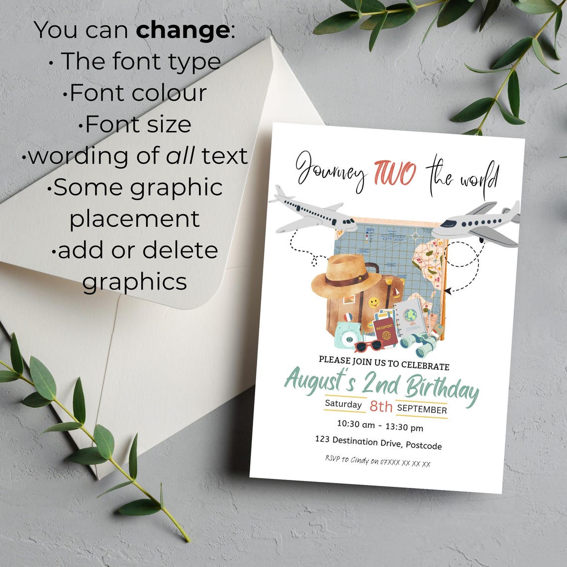 Editable Travel/adventure Invitation | 'journey TWO the World' Themed ...