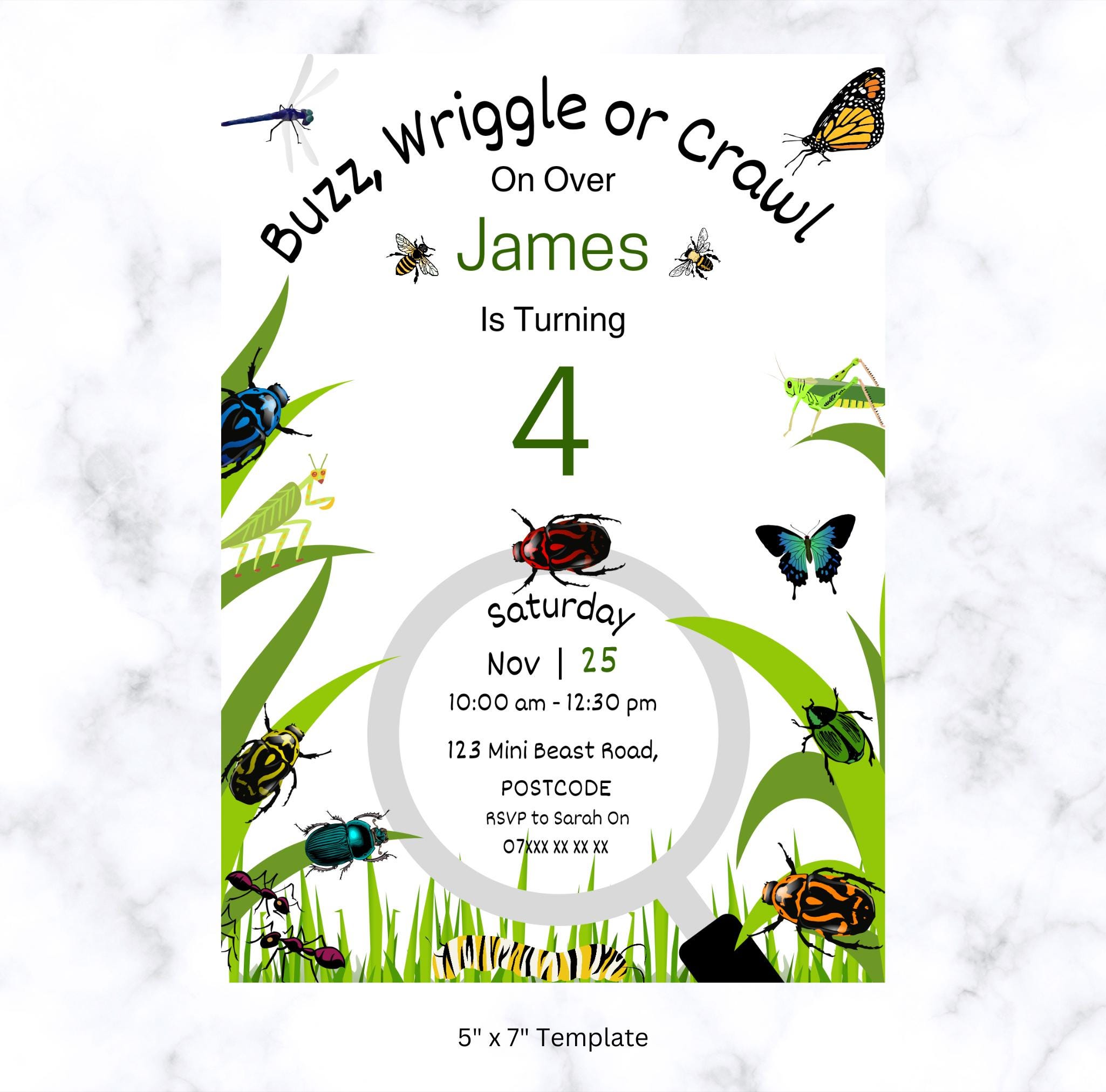 Editable Insect Birthday Invitation | Bug 4th Birthday Invite | Instant ...