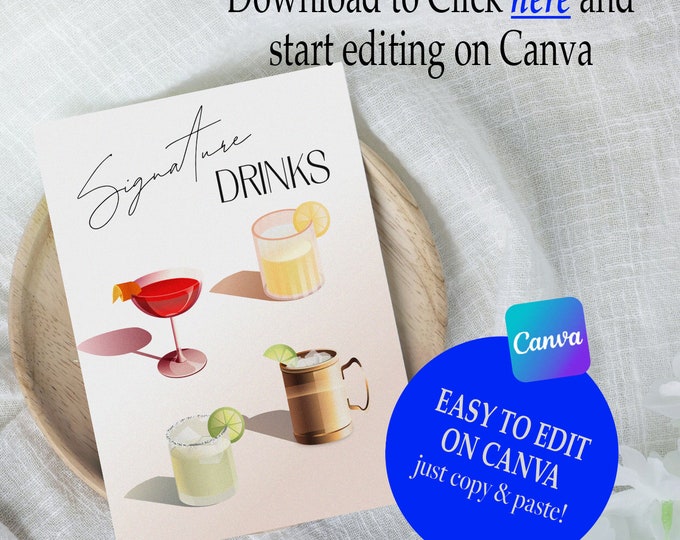 20 Cocktails Print for Digital Download - Art Print - Cocktail Poster - Gift - Kitchen Decor ...