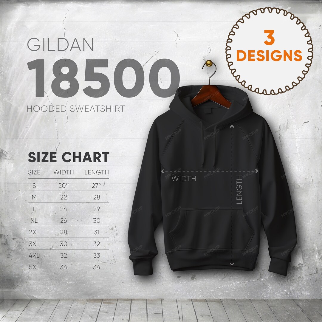 Gildan 18500 Size Chart Square Format Hoodie Measurements Hoodie Size ...