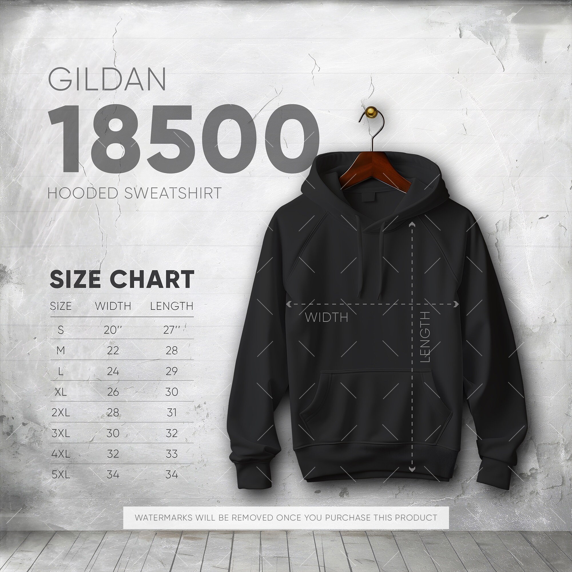 Gildan 18500 Size Chart Square Format Hoodie Measurements Hoodie Size ...