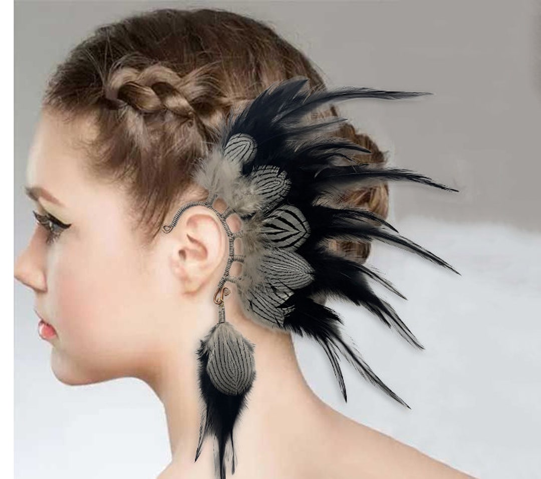 Feather Ear Cuff, Feather Ear Wrap, Handmade Halloween Gifts, Indians ...