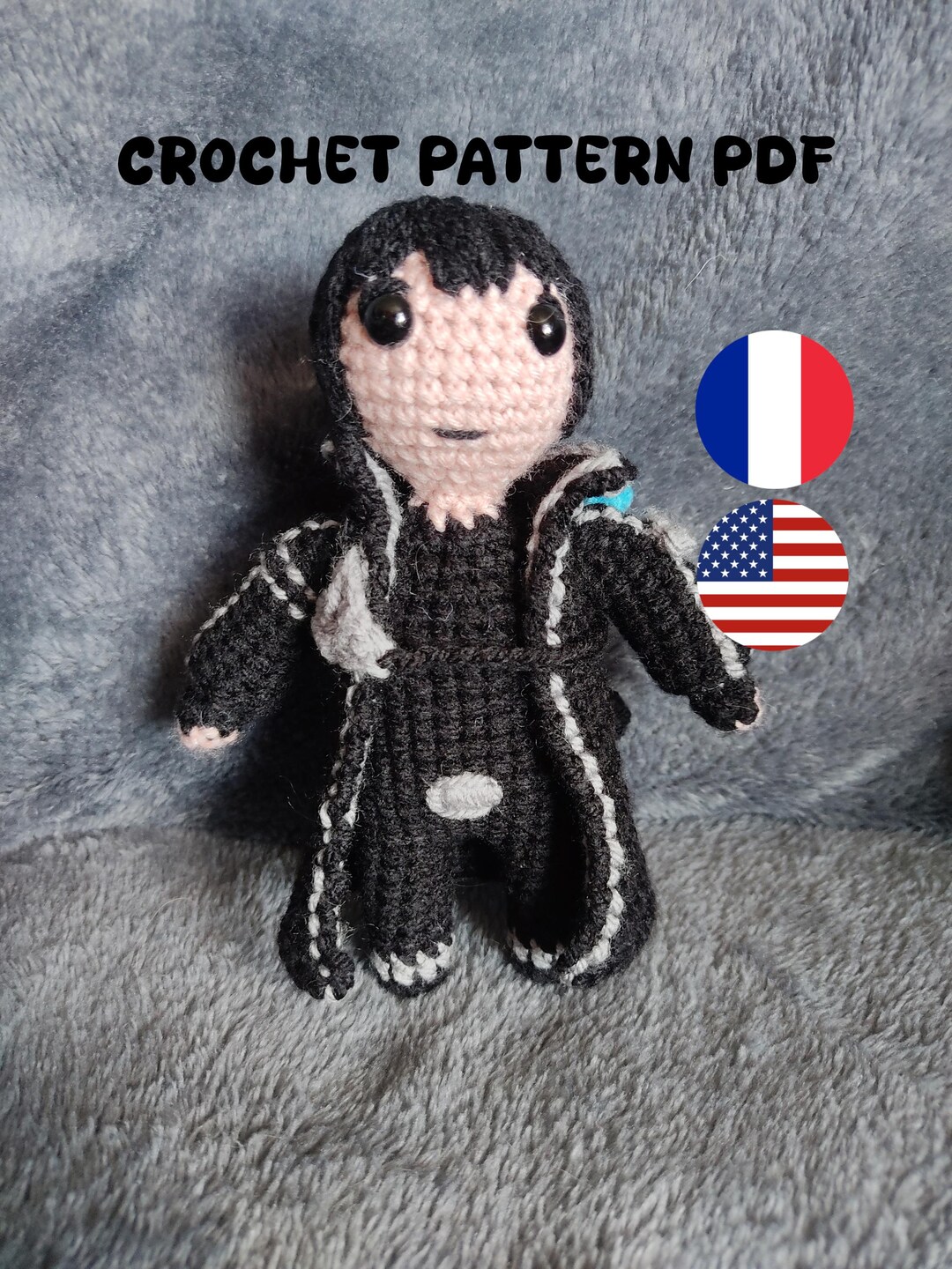 Crochet Pattern - Chibi Black Swordsman - Amigurumi Doll - Etsy