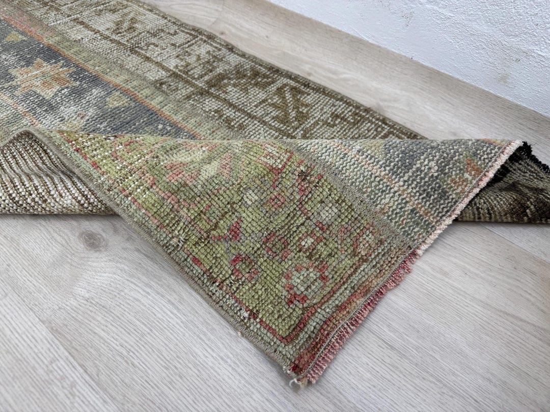 2x4 Green Turkish Rug, 2x4 Brown Oushak Rug, Handmade Wool Rug 2x4 ...