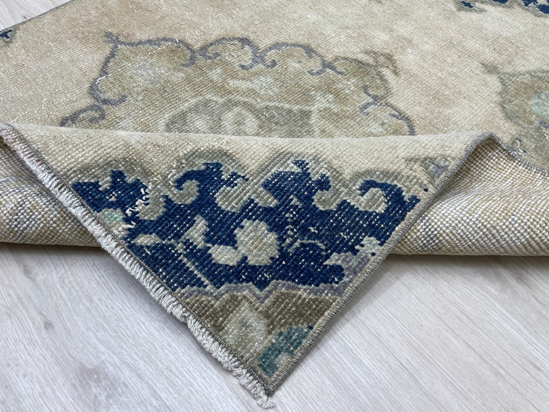 3x5 Navy Blue Turkish Rug, 3x5 Handmade Oushak Rug, Faded Pink Rug, 3x5 ...