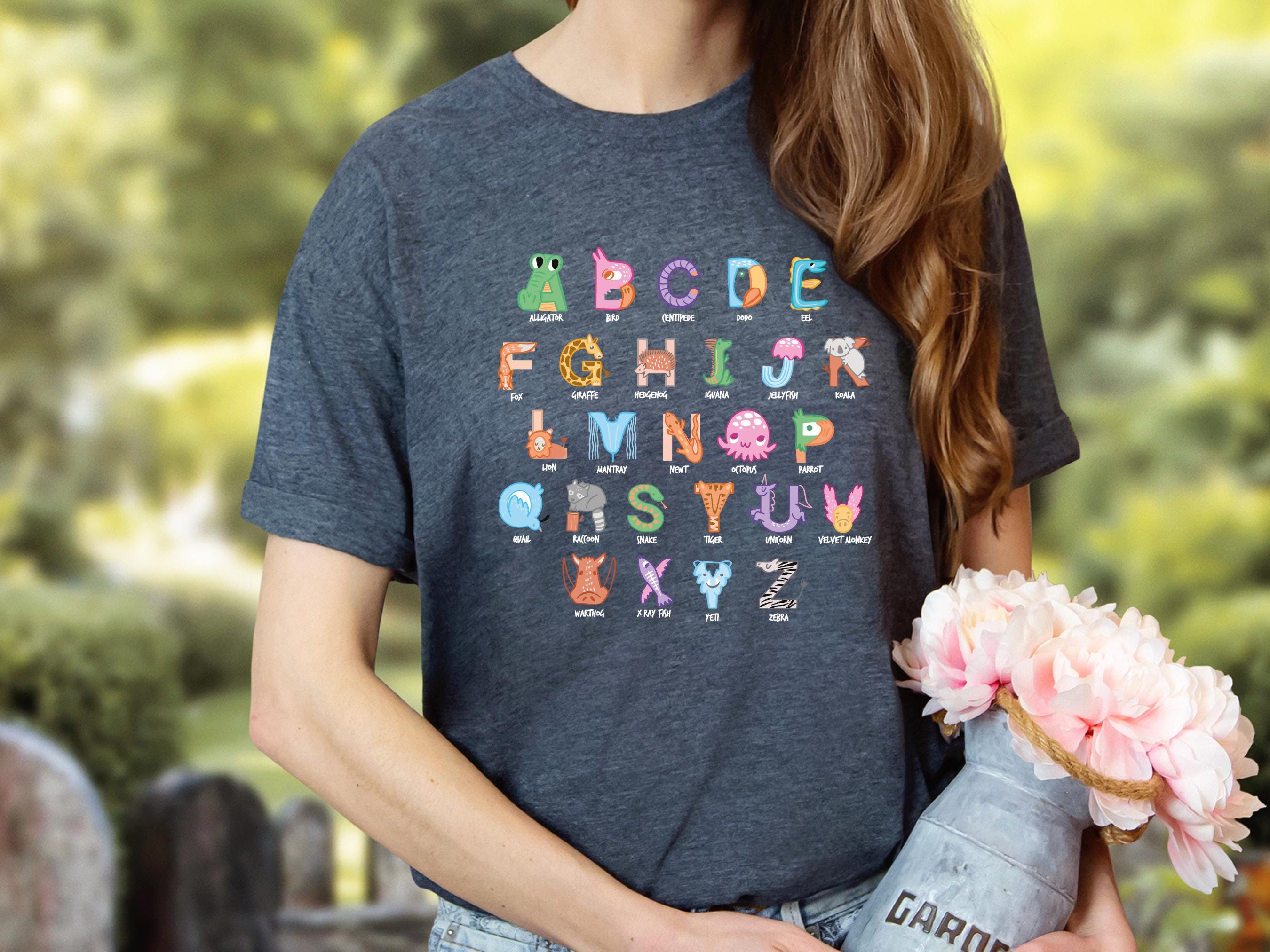 Alphabet Animals Shirt, ABC Animal Letters Shirt, Alphabetical ...