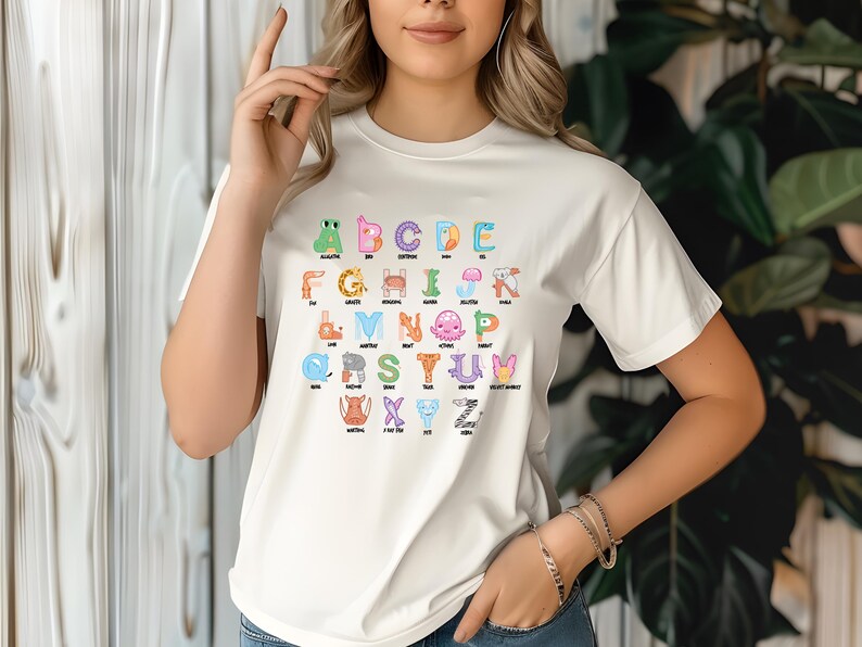 Alphabet Animals Shirt, ABC Animal Letters Shirt, Alphabetical ...