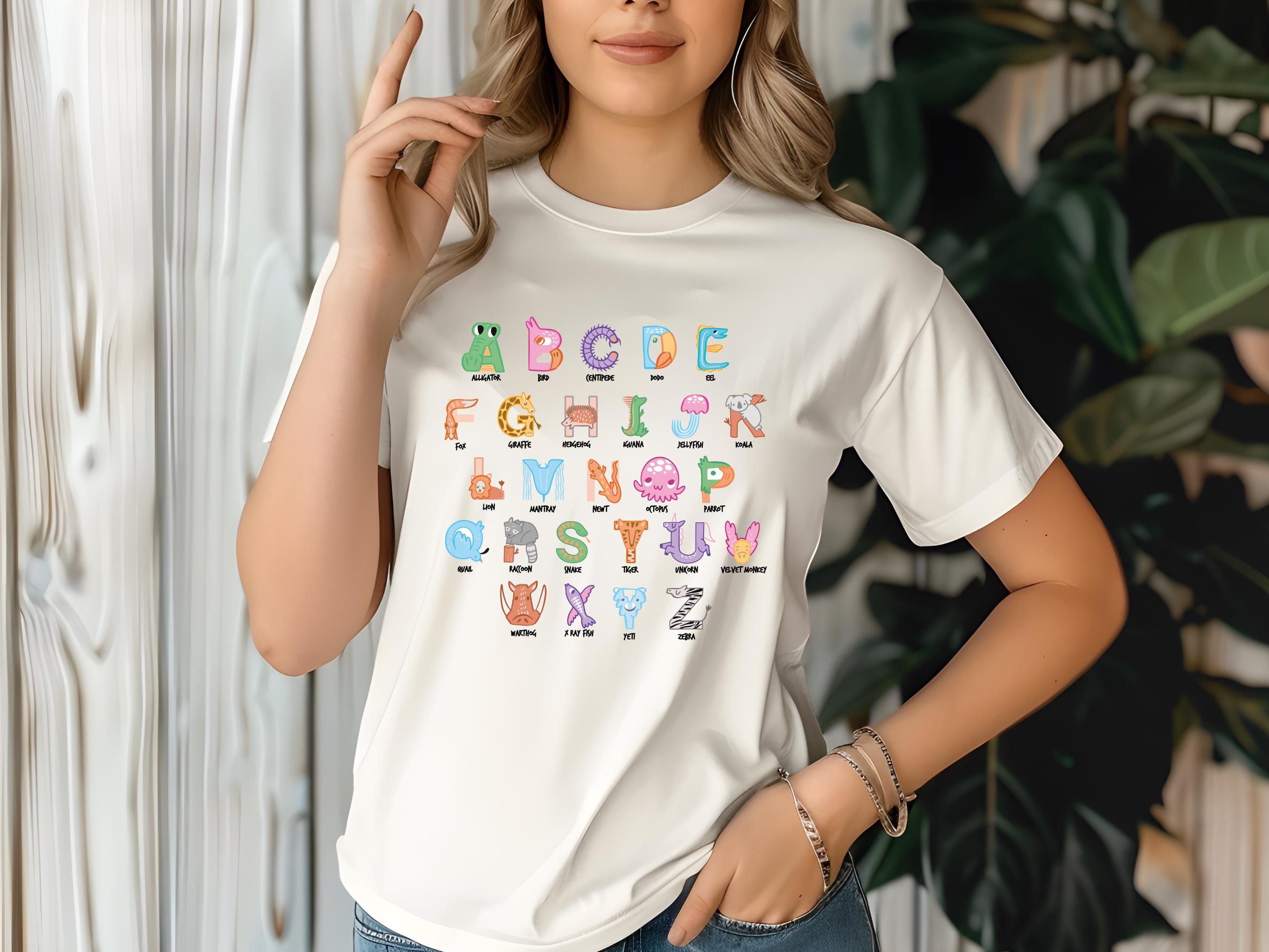 Alphabet Animals Shirt, ABC Animal Letters Shirt, Alphabetical ...
