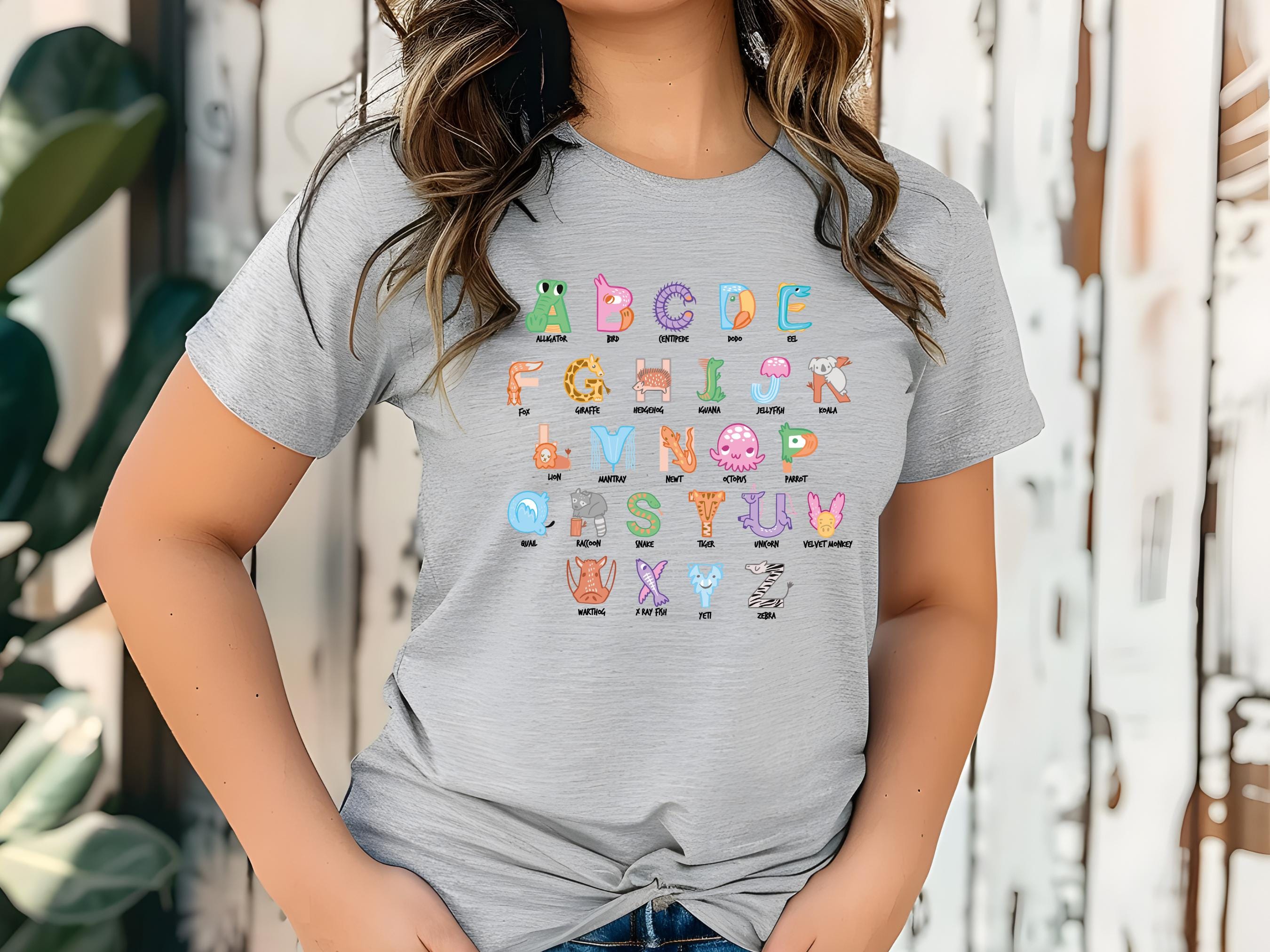 Alphabet Animals Shirt, ABC Animal Letters Shirt, Alphabetical ...