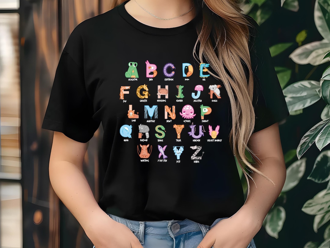 Alphabet Animals Shirt, ABC Animal Letters Shirt, Alphabetical ...