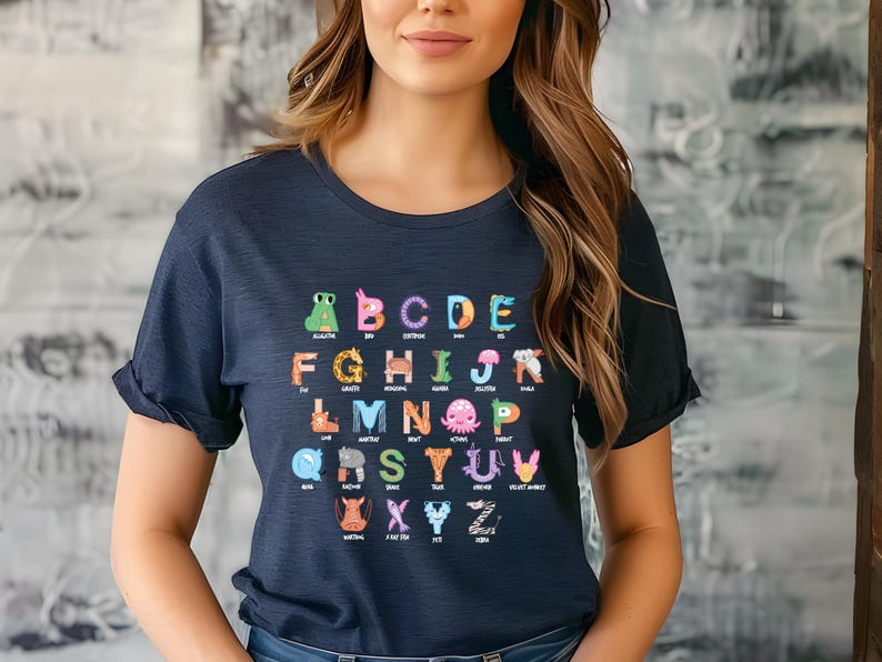 Alphabet Animals Shirt, ABC Animal Letters Shirt, Alphabetical ...