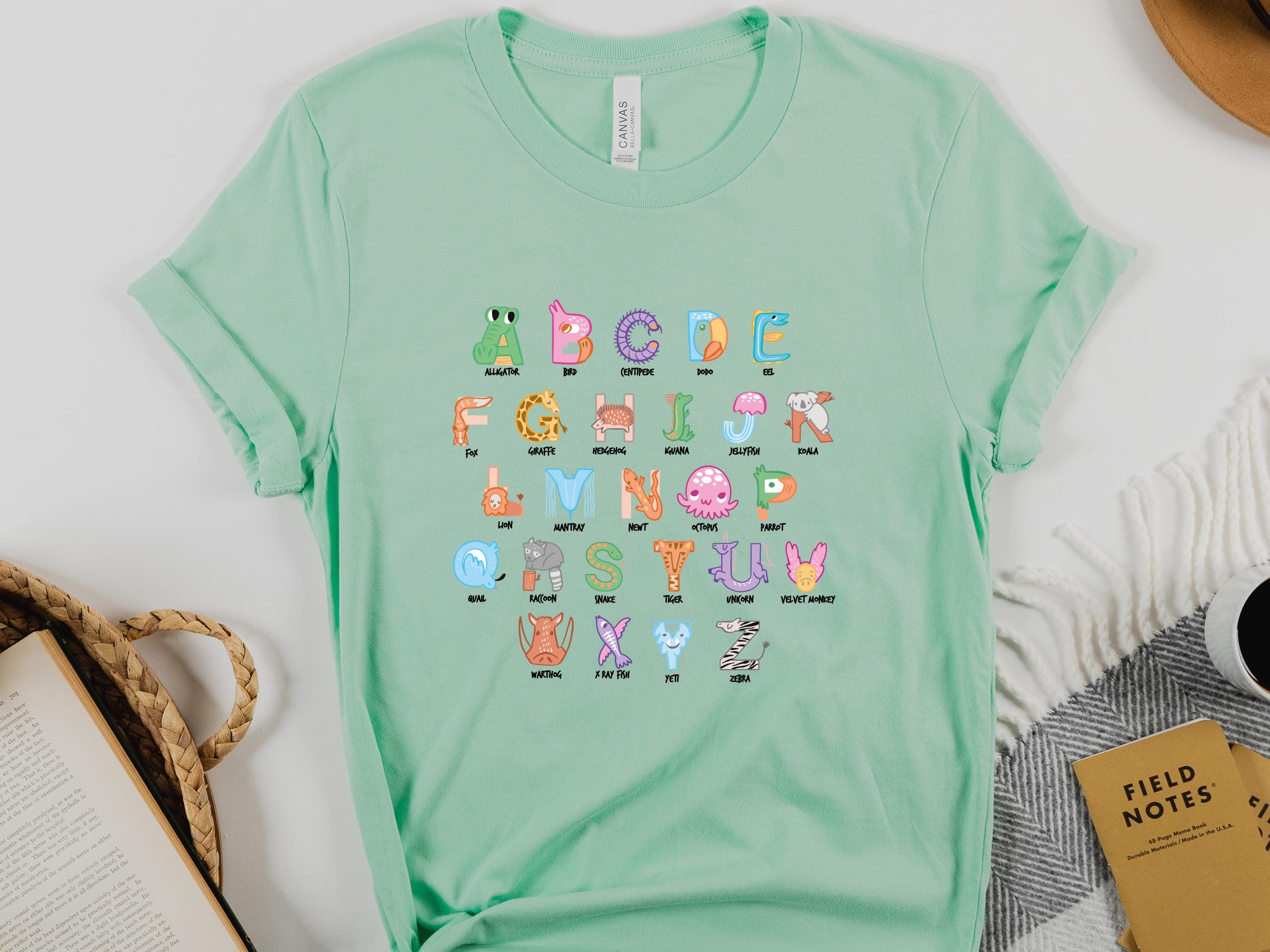 Alphabet Animals Shirt, ABC Animal Letters Shirt, Alphabetical ...
