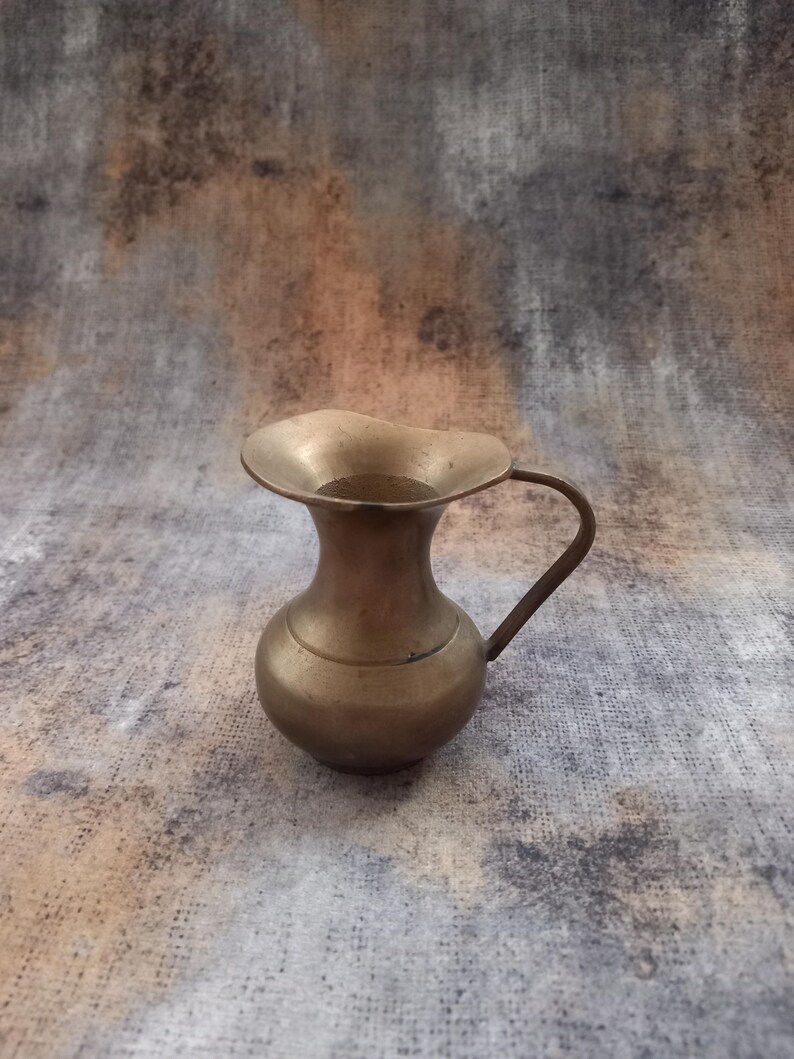 Vintage Solid Brass Small Pitcher - Etsy
