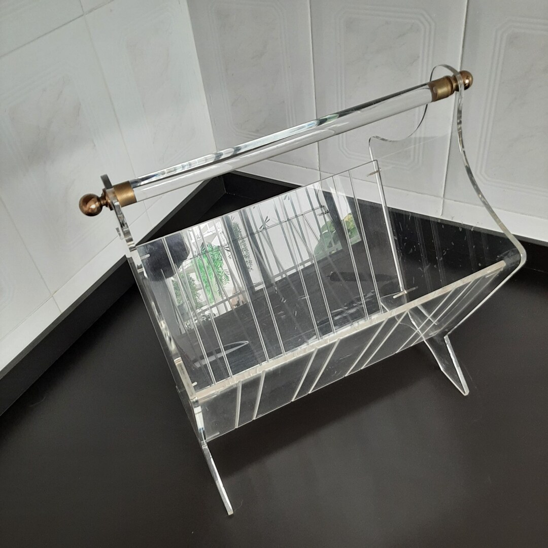 Vintage Magazine Rack, 80s Acrylic Magazine Holder, Magazine Rack ...