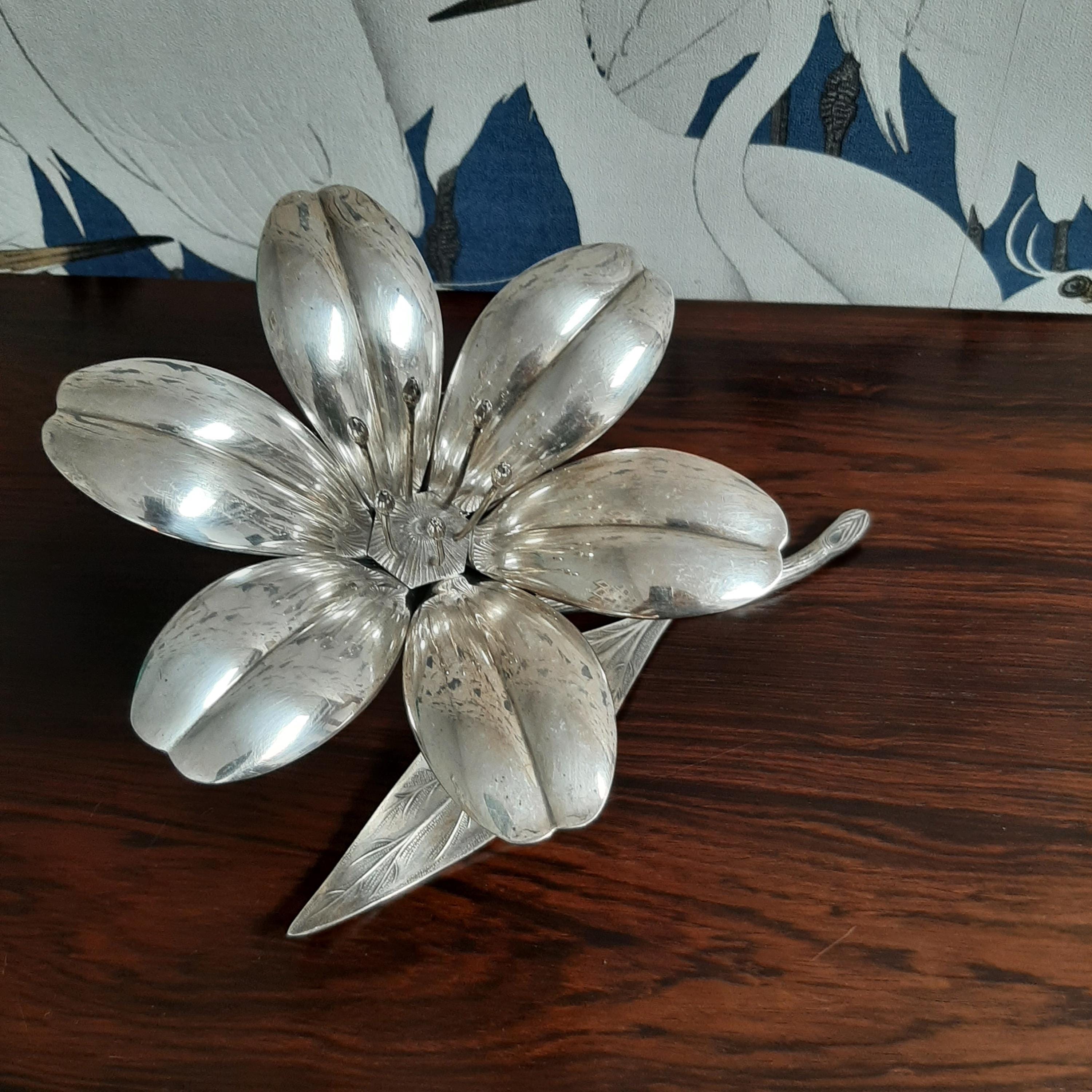 Silver Flower Ashtray, Vintage Ashtray, Flower Metal Ashtray With ...
