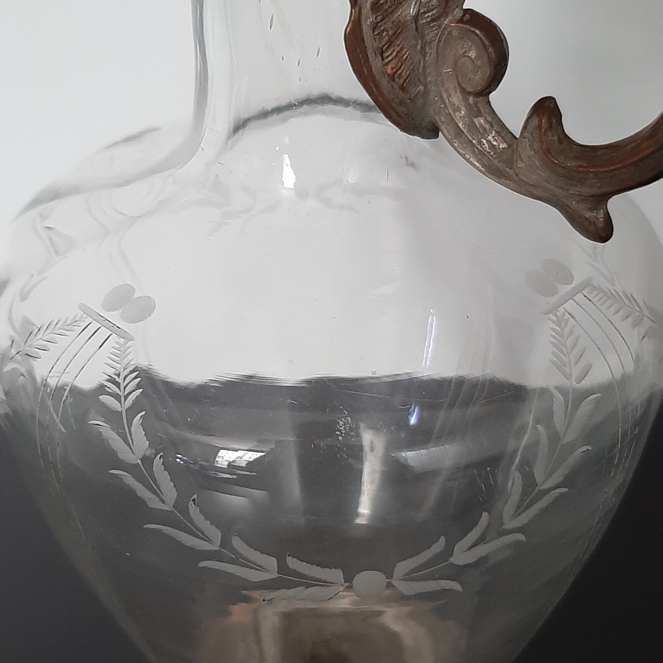 French Art Nouveau Wine Claret Jug Carafe Cut Glass and Silver Plated ...