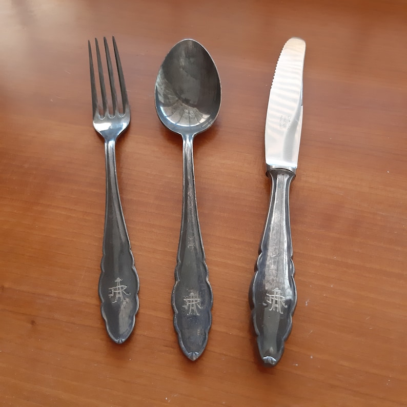 Antique Silverware, Set of Silver Cutlery, Romantic Style Cutlery Made ...