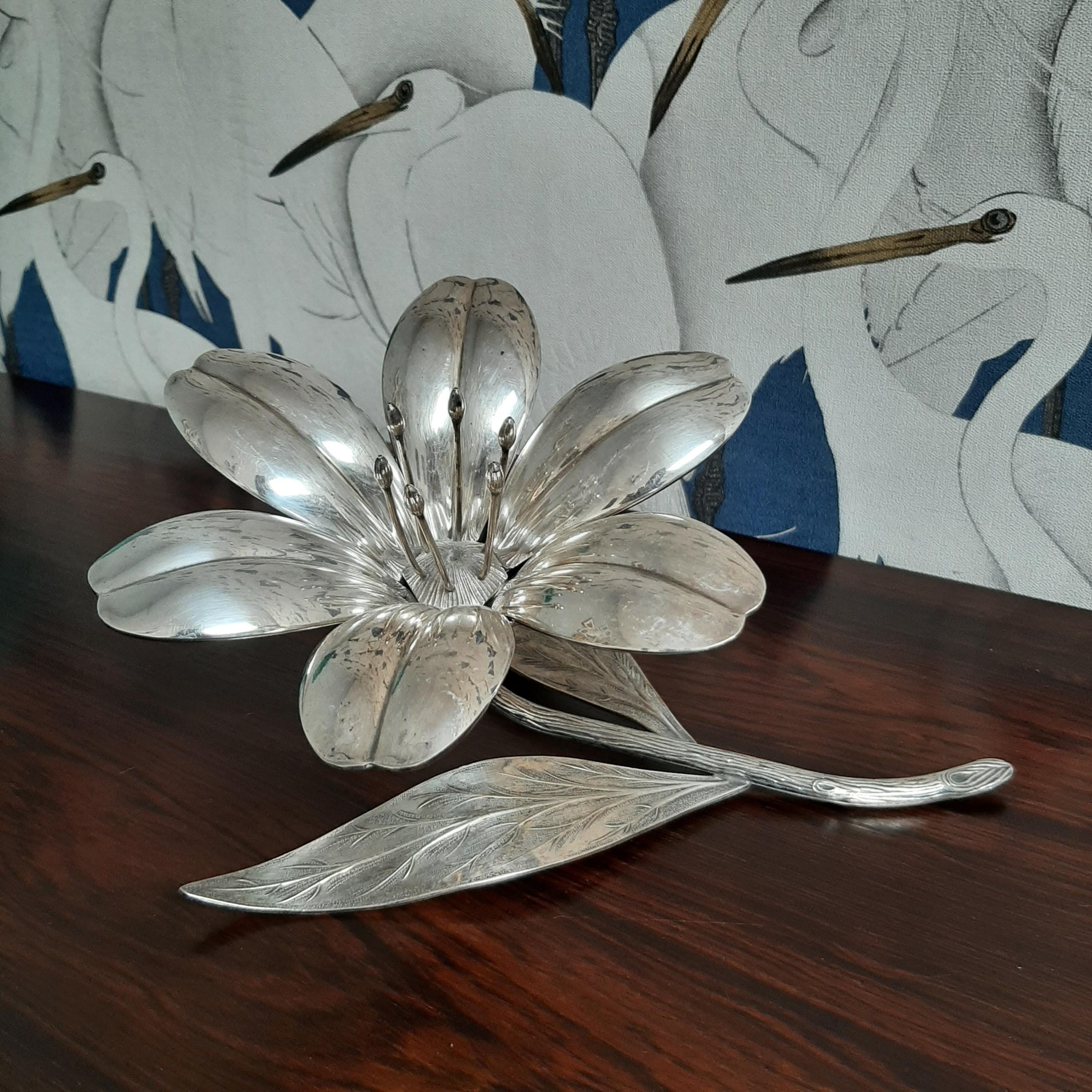 Silver Flower Ashtray, Vintage Ashtray, Flower Metal Ashtray With ...