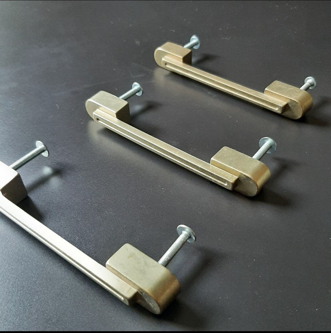 Vintage Brass Handles, Golden Antique Handles, Unique 70s Handles, Vintage Drawer Pull Handle ...