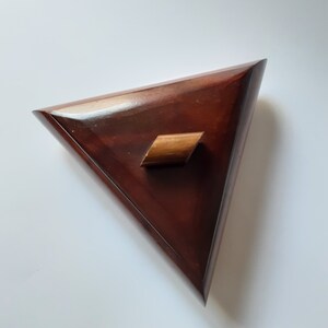 Vintage Trinket Box Triangle Teak Wood With Lid, Vintage Jewelry Box ...