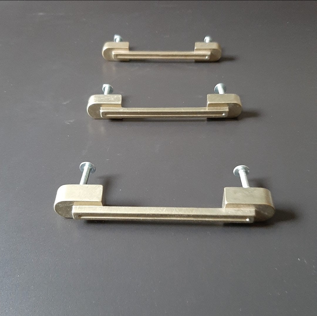 Vintage Brass Handles, Golden Antique Handles, Unique 70s Handles, Vintage Drawer Pull Handle ...