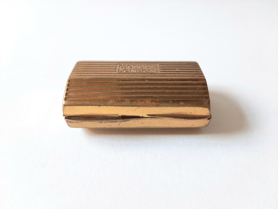 Golden Pill Box, Antique Brass Square Pill Box Mascot London, Golden ...