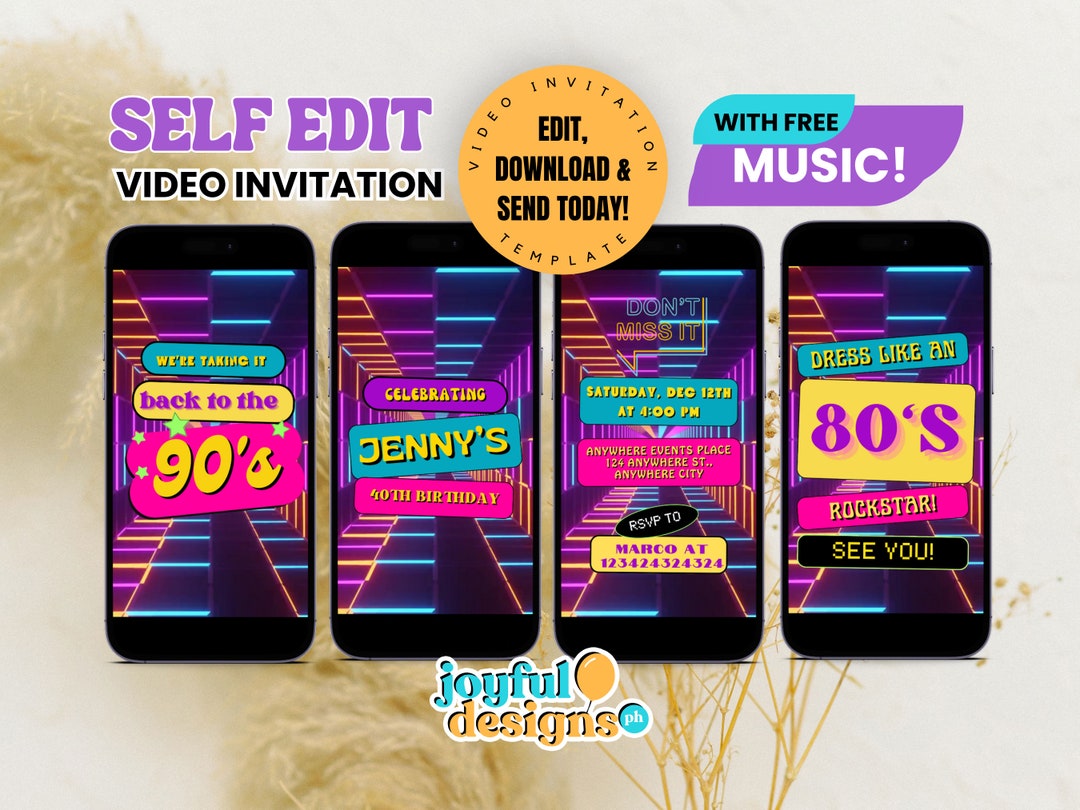 Digital 90s Party Invitation, Back to the 90s Bday Theme, Throwback ...
