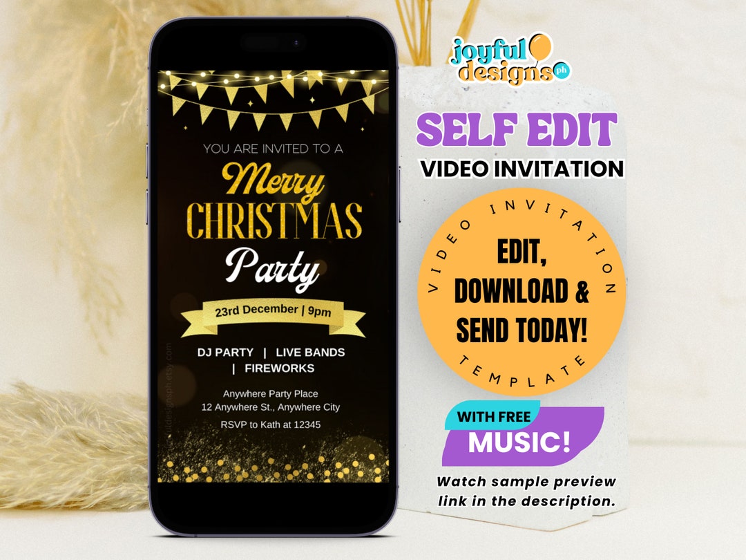 Digital Christmas Party Invitation, Animated Holiday Party Invite ...